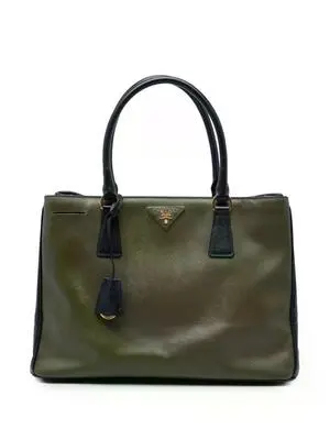 Prada 2012-2026 Small Bicolor Saffiano Lux Gardeners Tote Satchel - Green