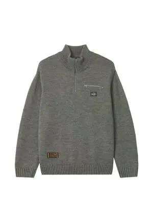 Izzue Quarter-zip Logo-patch Sweater - Grey