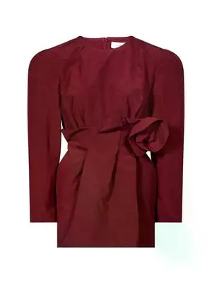 Magda Butrym Floral-applique Long-sleeve Mini Dress - Red
