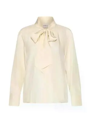 Marella Pussy-bow Long-sleeve Blouse - Neutrals