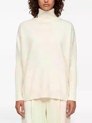 GOTHA Margareth Roll-neck Ribbed-sleeve Sweater - Neutrals