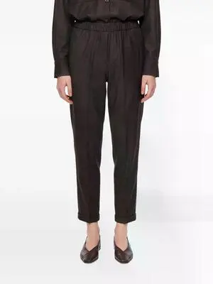 Antonelli Firenze Rosalba Cigarette Elasticated-waistband Turn-up Trousers - Brown