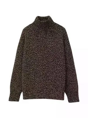 Iris Von Arnim Malvina Marl-knit High-neck Sweater - Black
