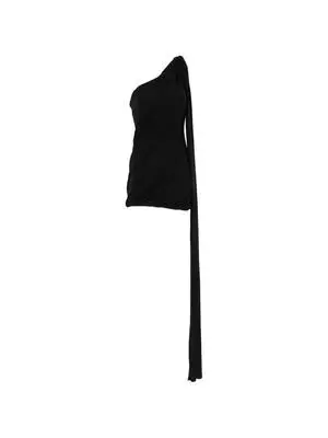 ELEH One-shoulder Draped Top - Black