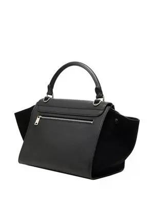 Celine 2016 Small Drummed Calfskin And Suede Trapeze Satchel - Black