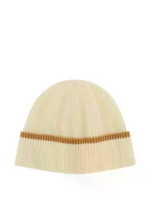 LARDINI Ribbed-knit Beanie Hat And Scarf Set - Neutrals