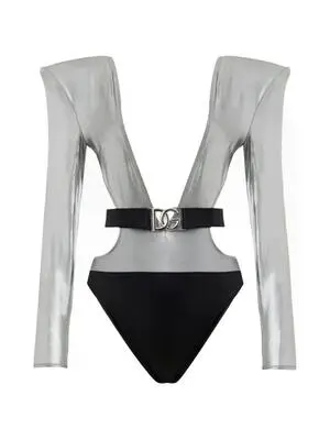 Dolce & Gabbana Belted Long-sleeve Swimsuit