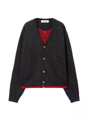 TONYWACK V-neck Layered Cardigan - Grey