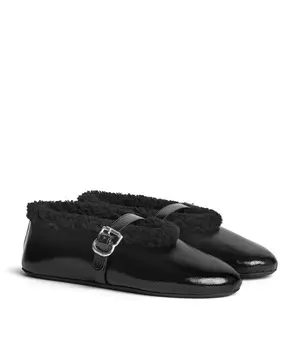 Alaïa Glossy Shearling Ballet Flats