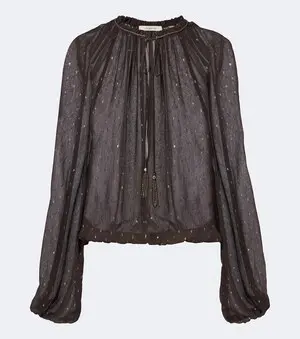 JACQUES WEI Embellished Sheer Blouse