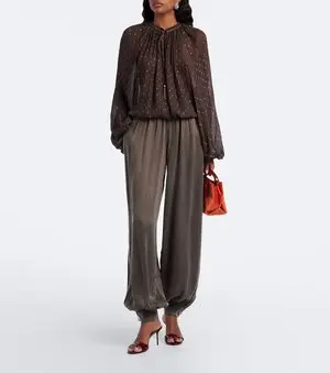 JACQUES WEI Embellished Sheer Blouse