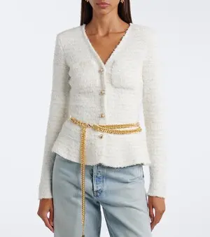 SELF-PORTRAIT Belted Boucle Cardigan