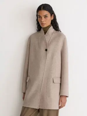 REISS Petite Wool-blend Collarless Blind-seam Short Coat