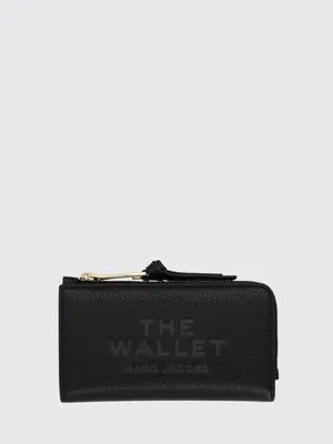 Marc Jacobs The Wallet Grained Leather Card Holder With Zip Closure - Black