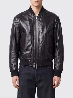 SUNFLOWER Leather Bomber Jacket With Zip Closure And Elasticated Hem