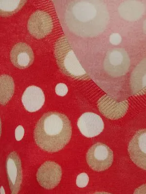 IN BED WITH YOU V-neck Polka Dot Sweater In Pure Wool With Ribbed Trims - Multicolor