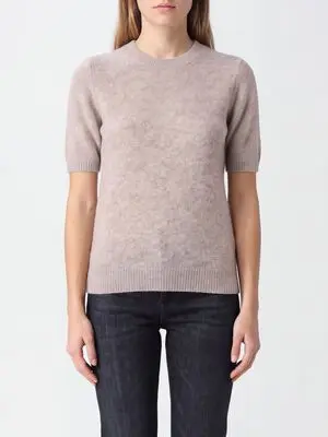 PAROSH Short-sleeved Crew-neck Sweater P.a.r.o.s.h. In Yak And Wool Blend - Grey