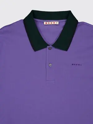 Marni Cotton Polo Shirt With Contrast Trims And Logo