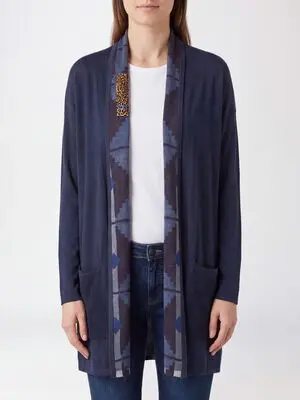 IN BED WITH YOU Open-front Pure Wool Cardigan With Contrast Trims - Multicolor
