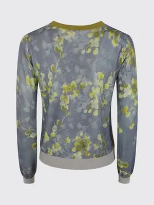 IN BED WITH YOU Floral Print Pure Wool Cardigan With Crew Neck - Multicolor