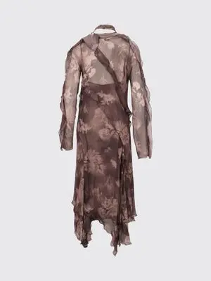 DIESEL® Asymmetric Floral Print Silk Midi Dress With Rouches