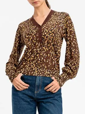 TWINSET Animalier Print V-neck Cardigan In Viscose Blend - Multicolor