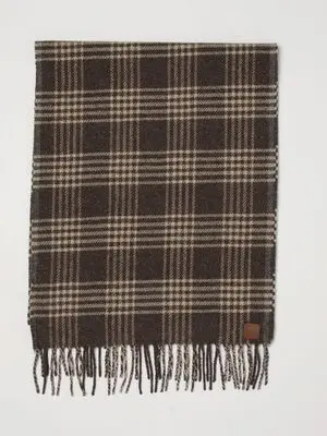 Eleventy Wool And Cashmere Blend Scarf With Tartan Pattern And Fringed Edges - Dark