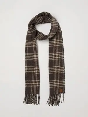 Eleventy Wool And Cashmere Blend Scarf With Tartan Pattern And Fringed Edges