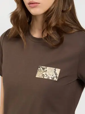 TWINSET Short-sleeved Cotton Blend Crewneck T-shirt With Straight Hem
