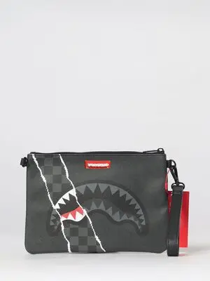 SPRAYGROUND Logo Print Coated Cotton Crossbody Pouch With Removable Handle - Black