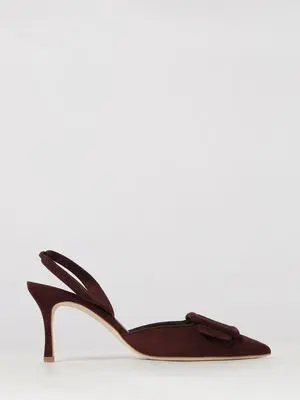Manolo Blahnik Maysli Suede Slingback Pumps With Mid Heel - Burgundy