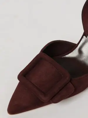 Manolo Blahnik Maysli Suede Slingback Pumps With Mid Heel