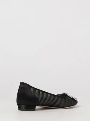 Manolo Blahnik Hangisilaflat Silk Organza Ballet Flats With Jewel Buckle