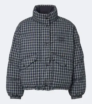Miu Miu Reversible Cotton Flannel Down Jacket - Blue