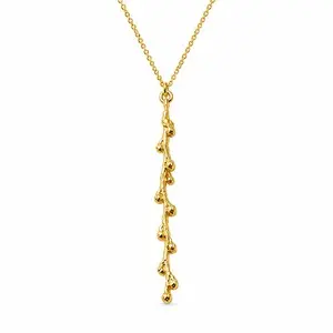MOTHER NATURE JEWELRY Mimosa Long Necklace, Handmade Nature Pendant Statet Jewelry, Sterling Silver - Gold