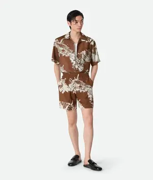 Bottega Veneta Italian Postcard Silk Shorts