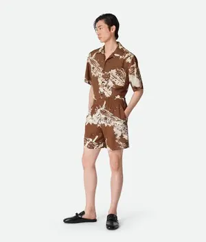 Bottega Veneta Italian Postcard Silk Shorts