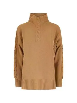 KANGRA Cable-knit High-neck Sweater - Brown
