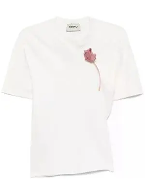 SEEN USERS Suspended-rose Asymmetrical T-shirt - White