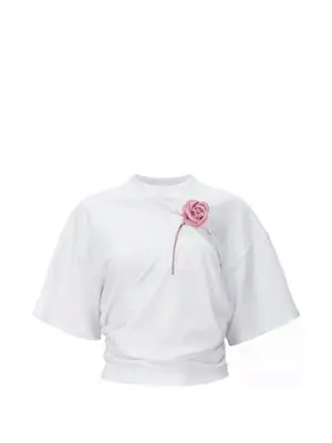 SEEN USERS Suspended-rose Asymmetrical T-shirt - White