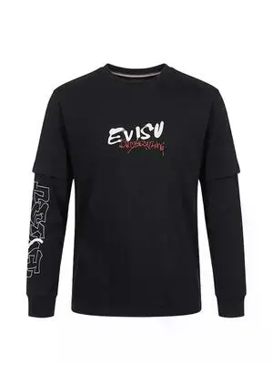 EVISU Printed Layered-sleeve T-shirt - Black