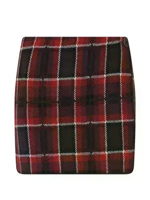Guest In Residence Check-pattern Knitted Mini Skirt