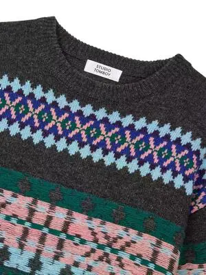 STUDIO TOMBOY Patterned Knit Crew-neck Sweater