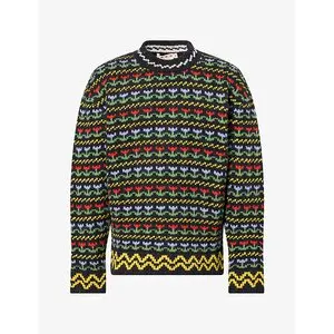 Marni Fairisle Flowers Print Wool Knit Jumper - Multi