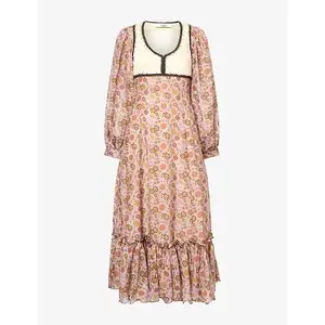 SIEDRES Serica Contrast-panel Woven Maxi Dress
