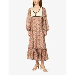 SIEDRES Serica Contrast-panel Woven Maxi Dress