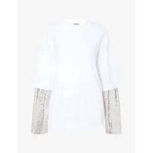 DARKPARK Troy Double-sleeve Cotton-jersey T-shirt - White Silver
