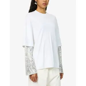 DARKPARK Troy Double-sleeve Cotton-jersey T-shirt - White Silver