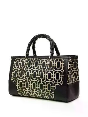 Gucci 2000-2015 Medium Printed Calfskin Bamboo Satchel