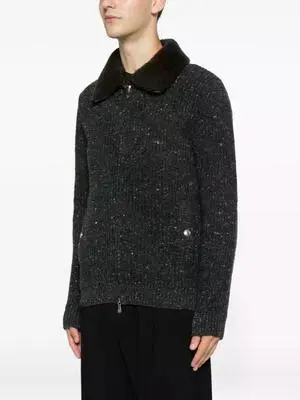 Eleventy Zip-up Ribbed-knit Jacket